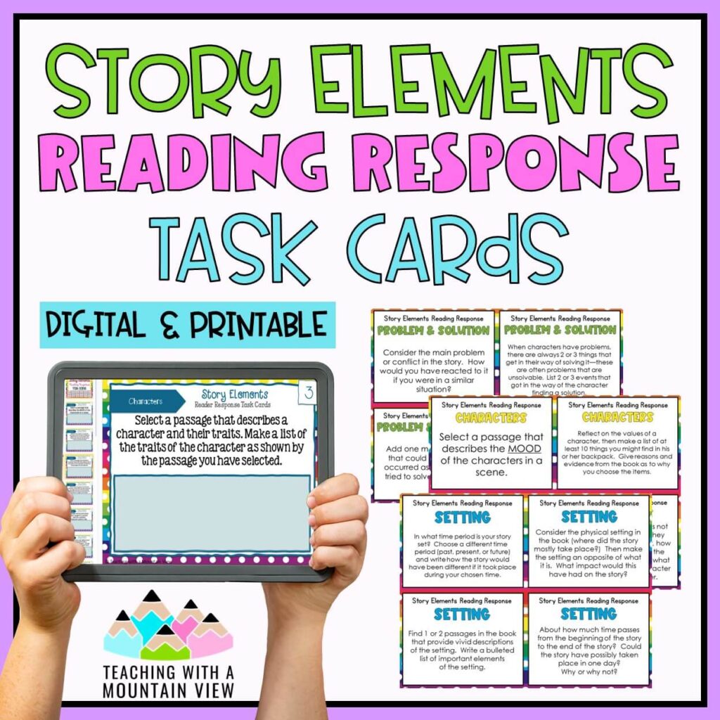 Story Elements Reading Response Task Cards - Teaching with a Mountain View