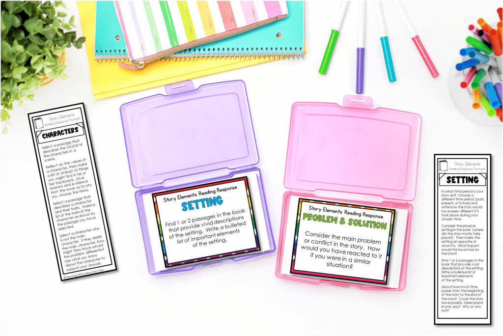 Story Elements Reading Response Task Cards - Teaching with a Mountain View