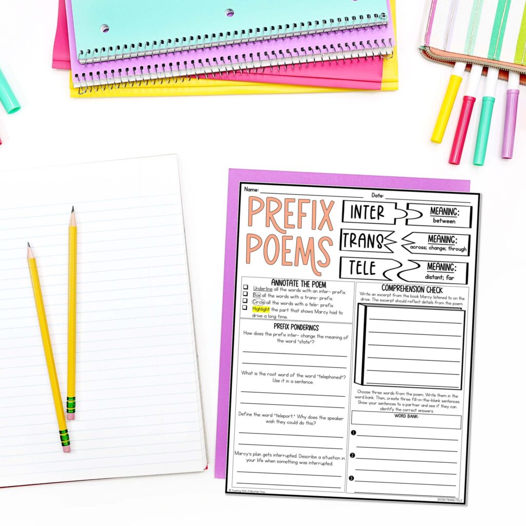 Prefix Poems for Fluency and Reading Skills - Teaching with a Mountain View