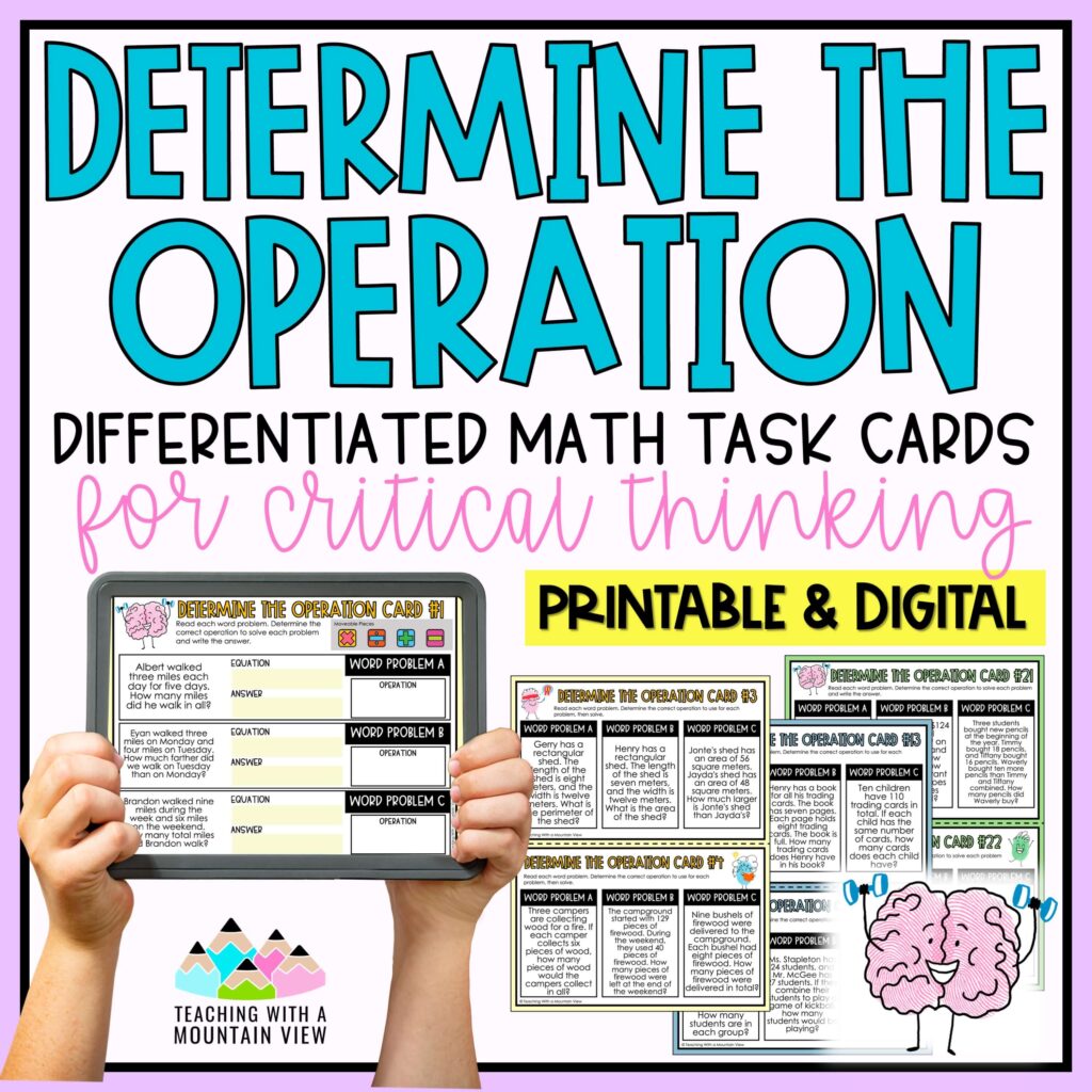 Determine the Operation Task Cards | 3rd and 4th Grade Problem Solving ...