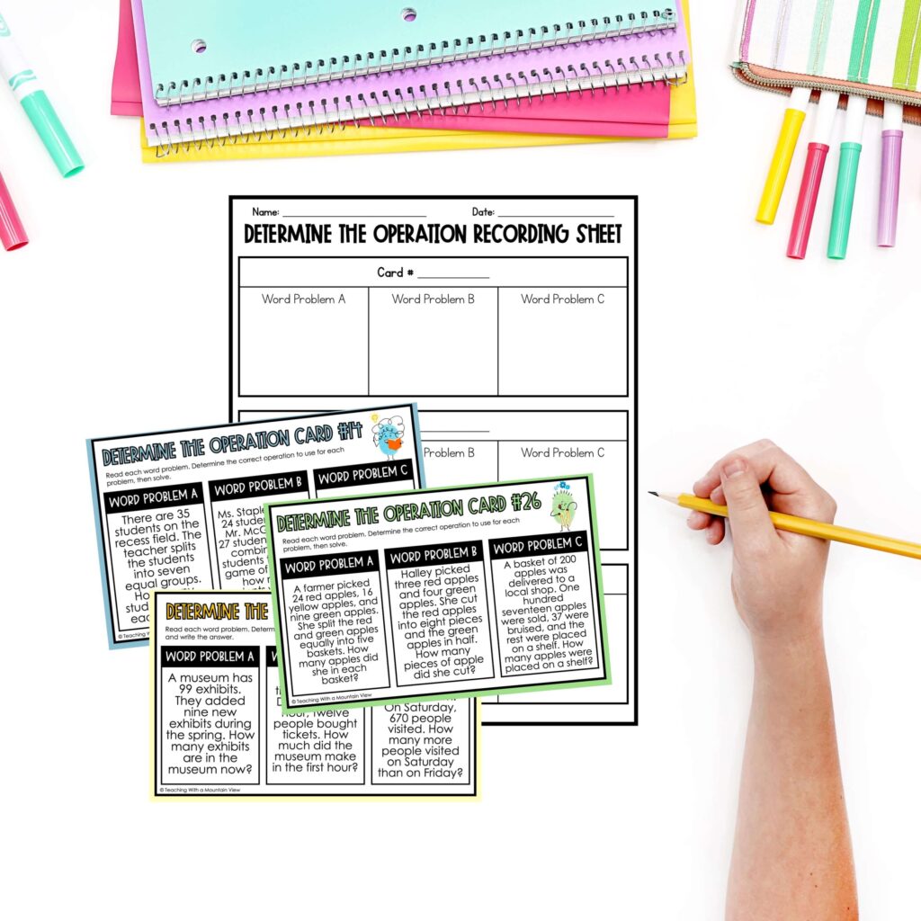 Determine the Operation Task Cards | 3rd and 4th Grade Problem Solving ...