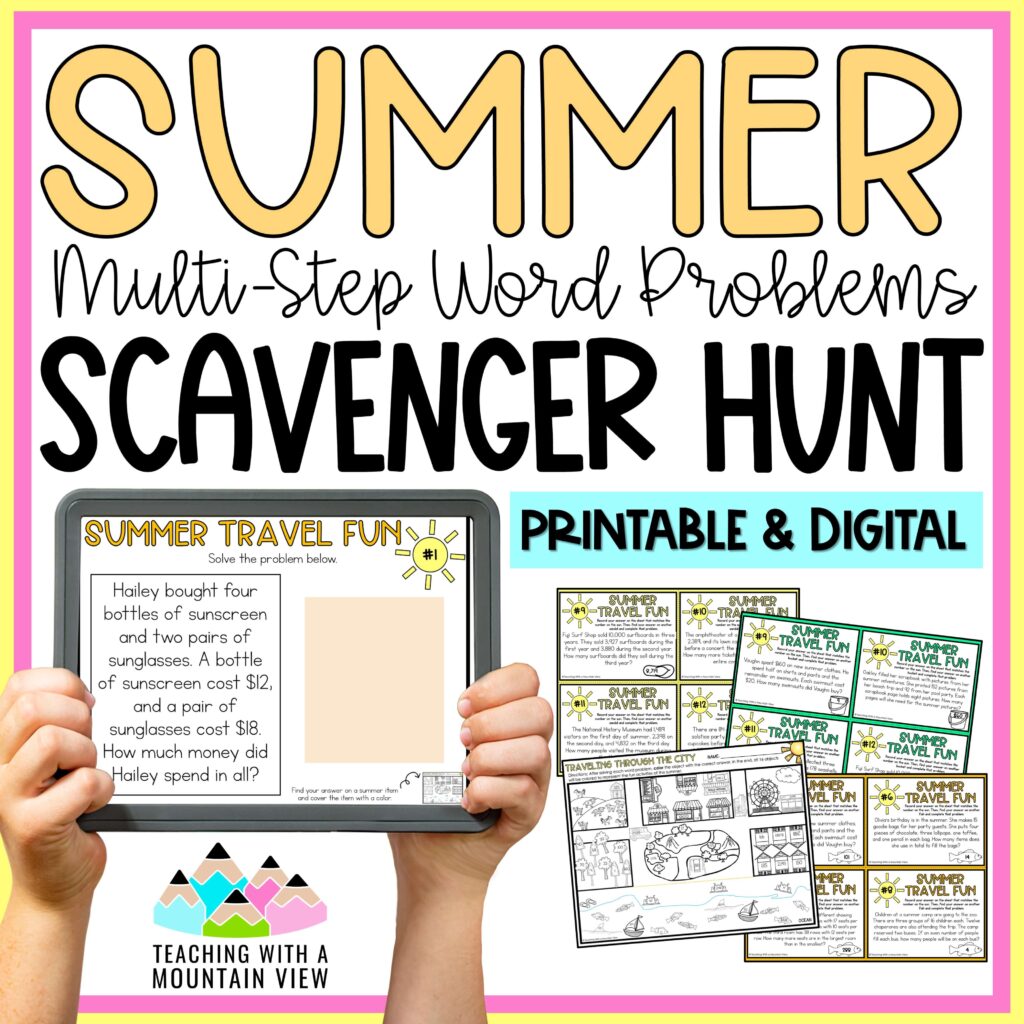 Summer Math Multi-Step Word Problem Scavenger Hunt - Teaching with a ...