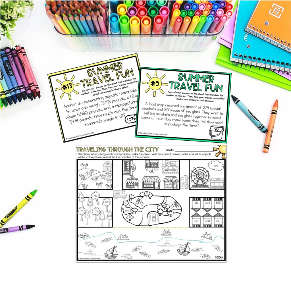 Summer Math Multi-Step Word Problem Scavenger Hunt - Teaching with a ...