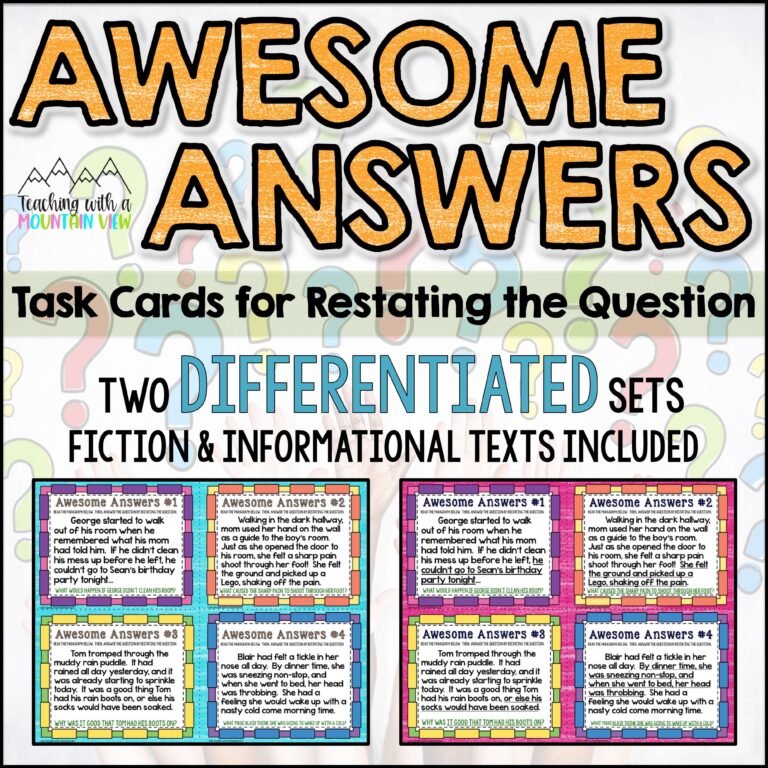 Restate the Question Task Card Activity - Teaching with a Mountain View
