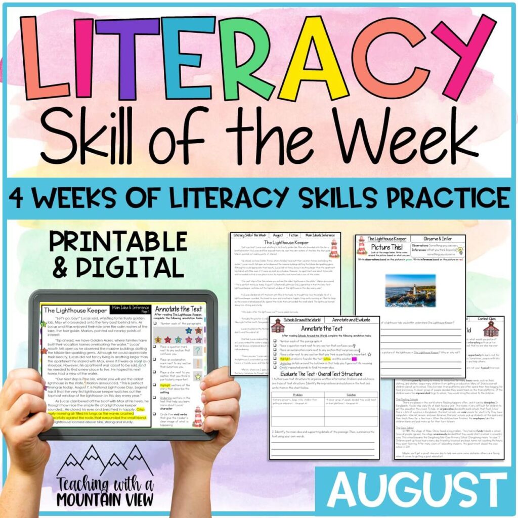 Literacy Skill of the Week | August Reading Passages - Teaching with a ...