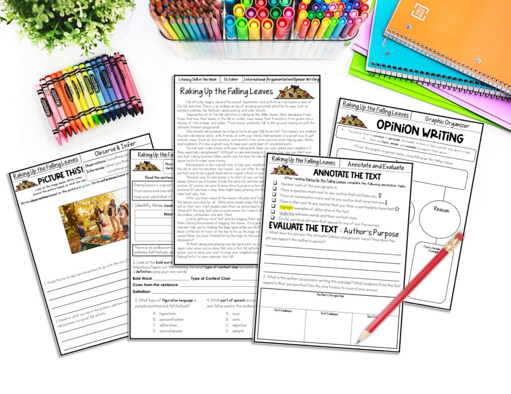 October Reading Comprehension Passages - Teaching with a Mountain View