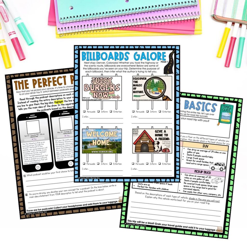 Back to School Reading Project | Road Trip Reading Project - Teaching ...