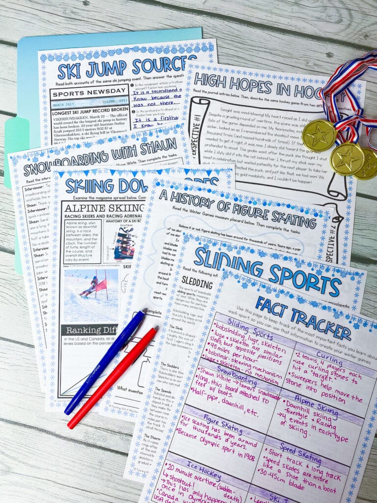 Winter Sports Reading Project and Activities - Teaching with a Mountain ...