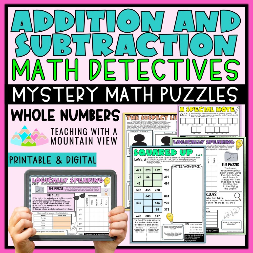 Addition & Subtraction Math Detectives Mystery | Critical Thinking ...