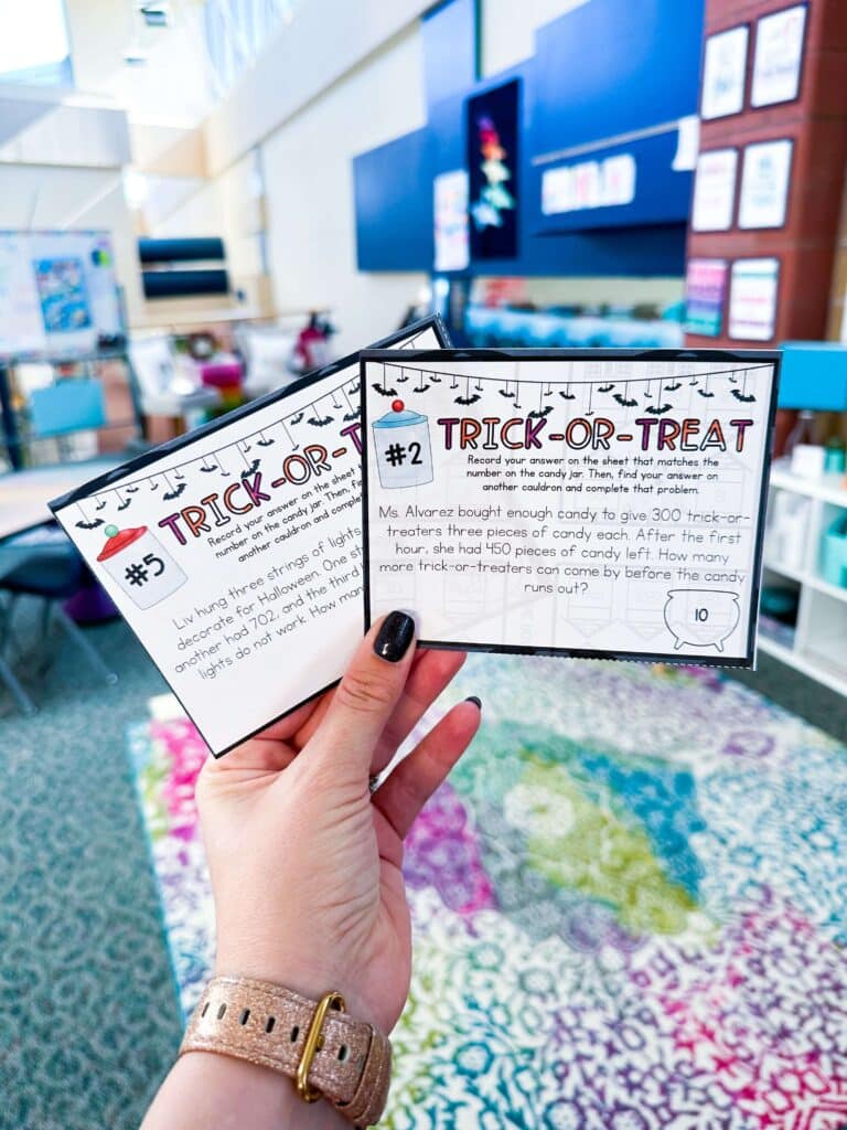 Halloween Math Multi-Step Word Problem Scavenger Hunt - Teaching with a ...