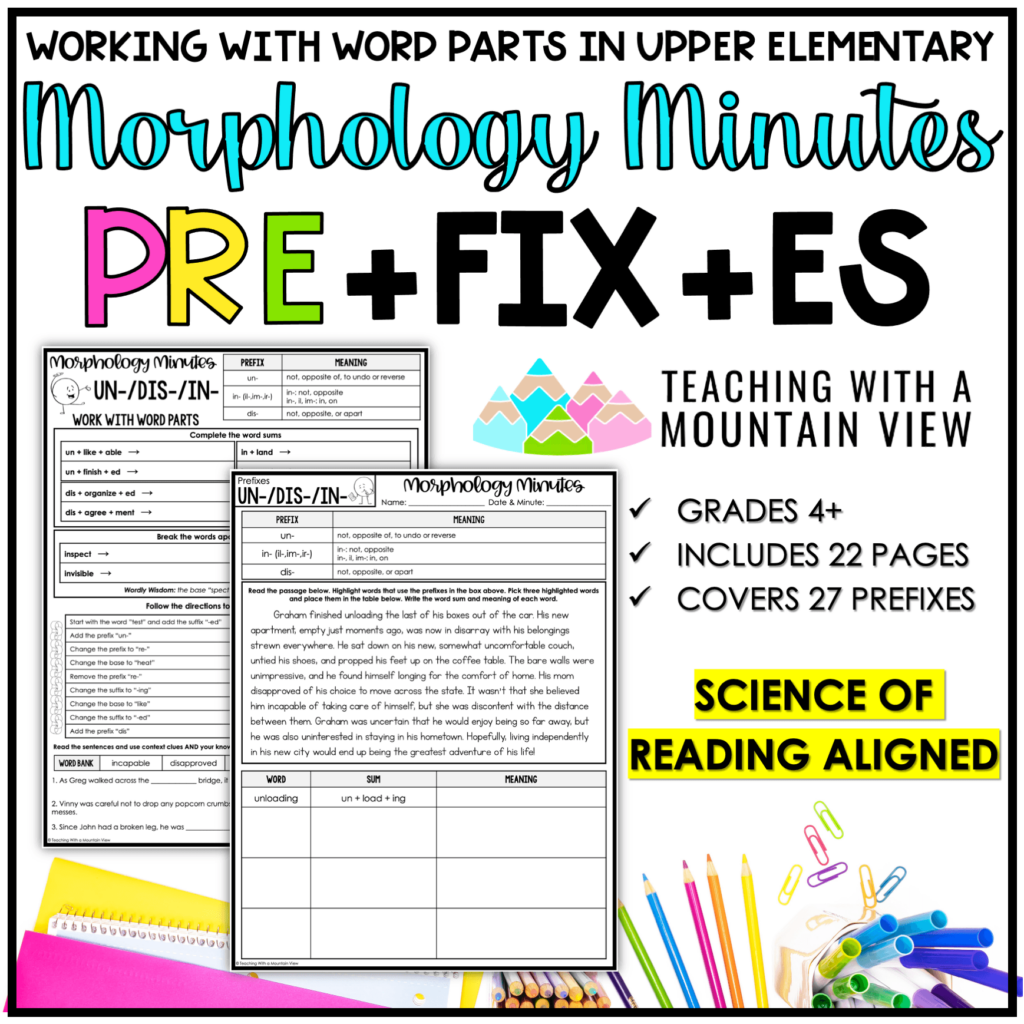 Morphology Word Study Prefixes | Prefix Printables for Practicing ...