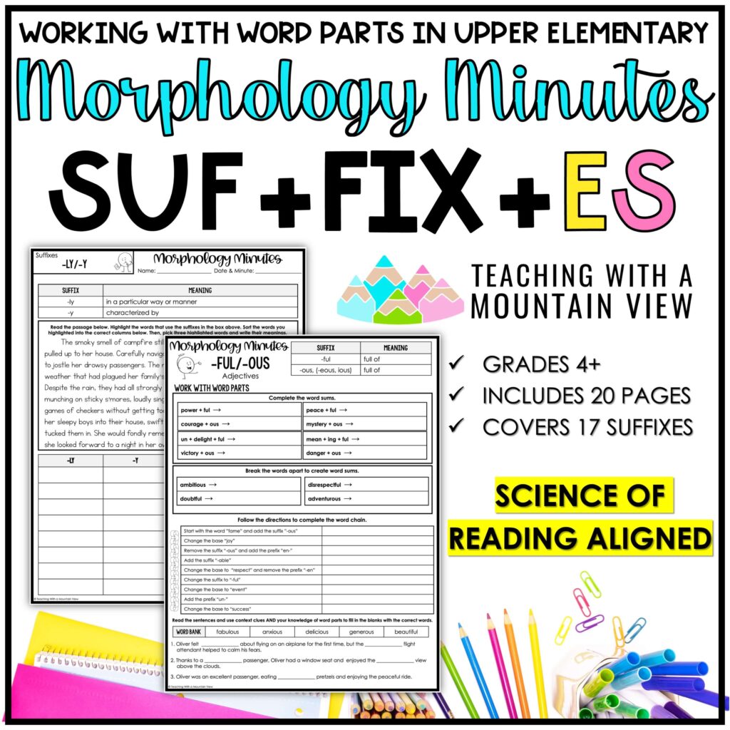 Morphology Word Study Suffixes | Suffix Printables for Practicing ...
