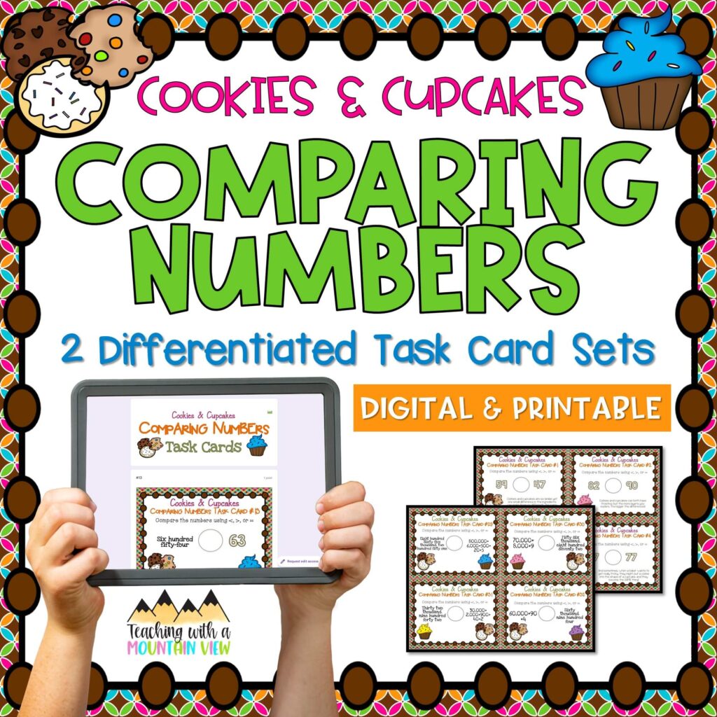 Comparing Numbers Task Cards - Teaching with a Mountain View