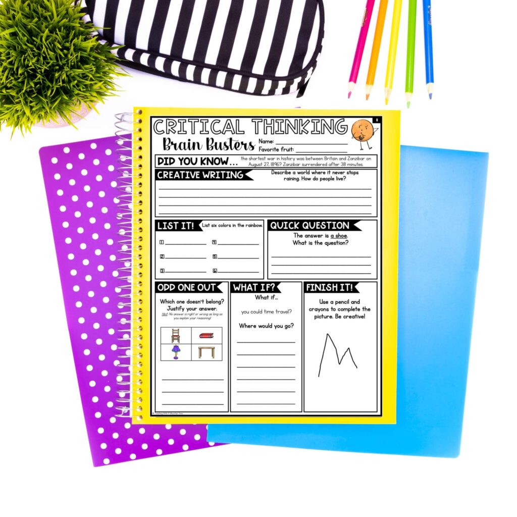 Critical Thinking Daily Brain Busters | Enrichment Activities | Morning ...