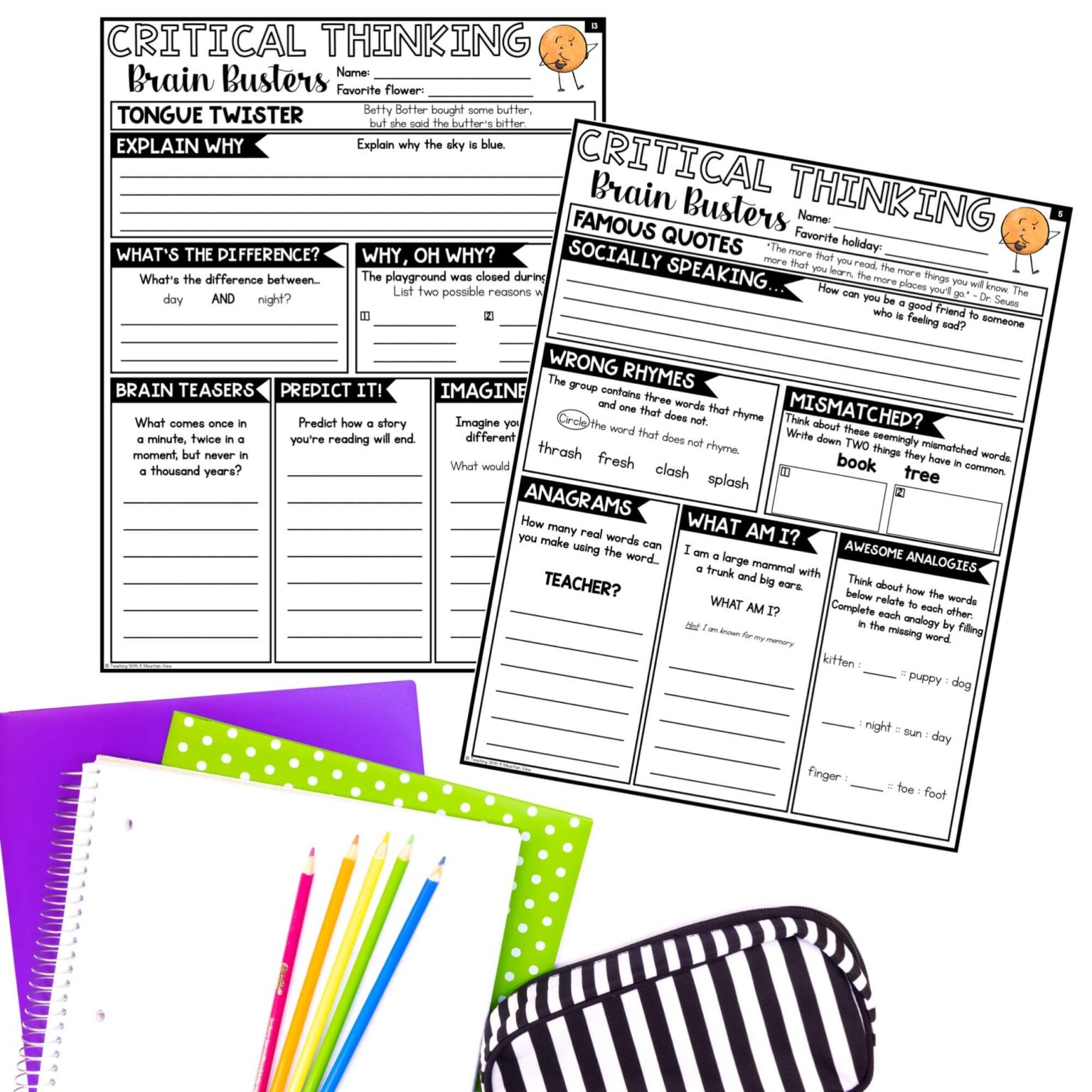 Critical Thinking Daily Brain Busters | Enrichment Activities | Morning ...