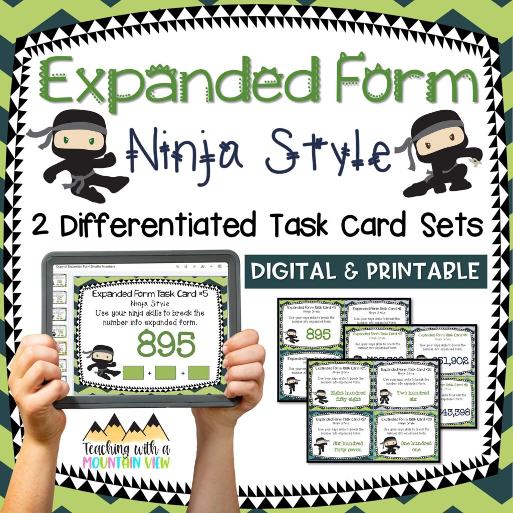 Expanded Form Task Cards - Teaching with a Mountain View