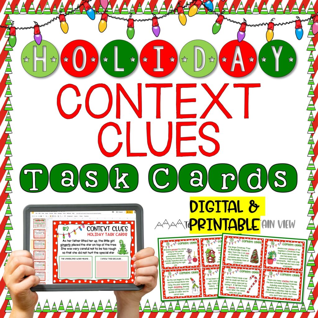 Holiday Context Clues Task Cards - Teaching with a Mountain View
