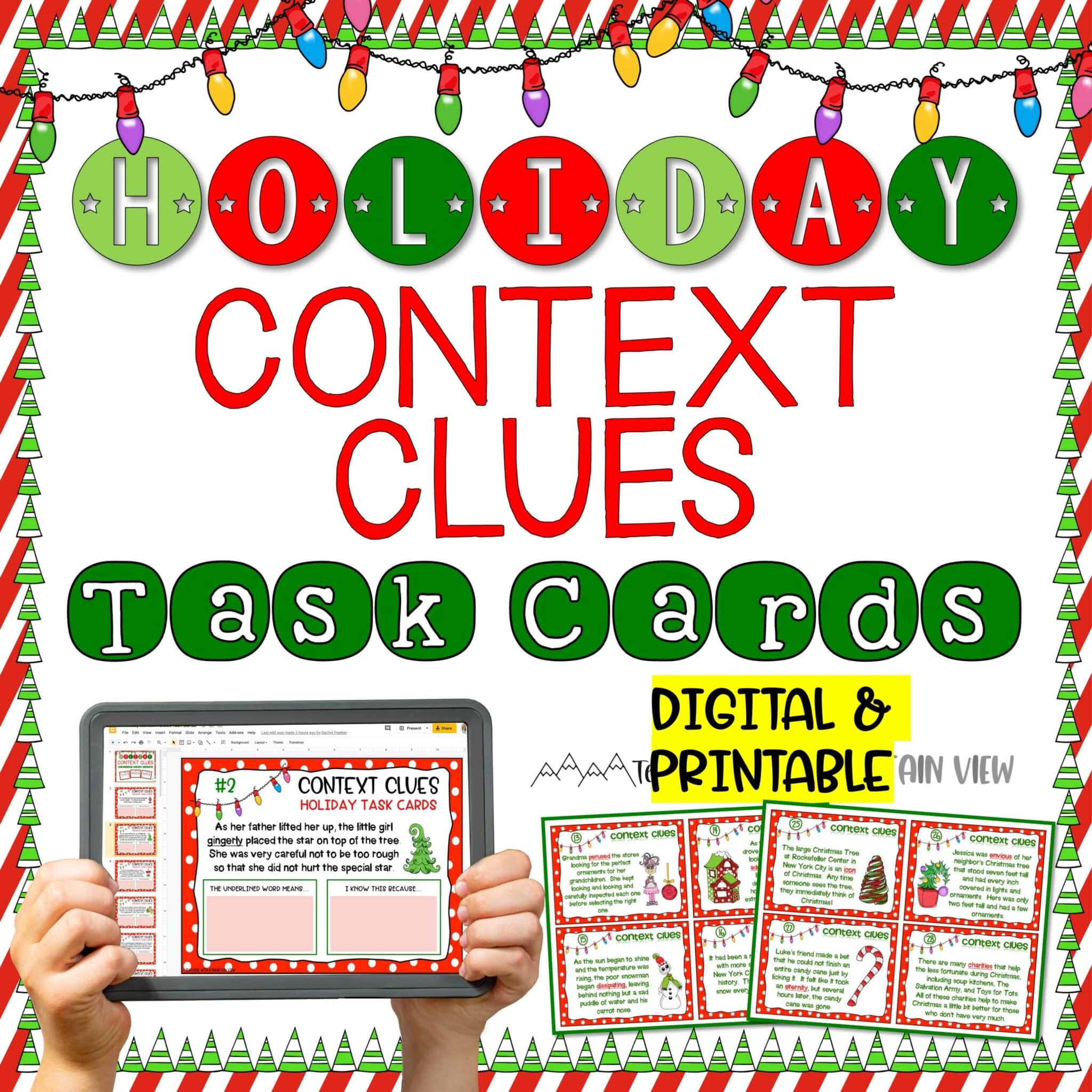 Holiday Context Clues Task Cards - Teaching with a Mountain View