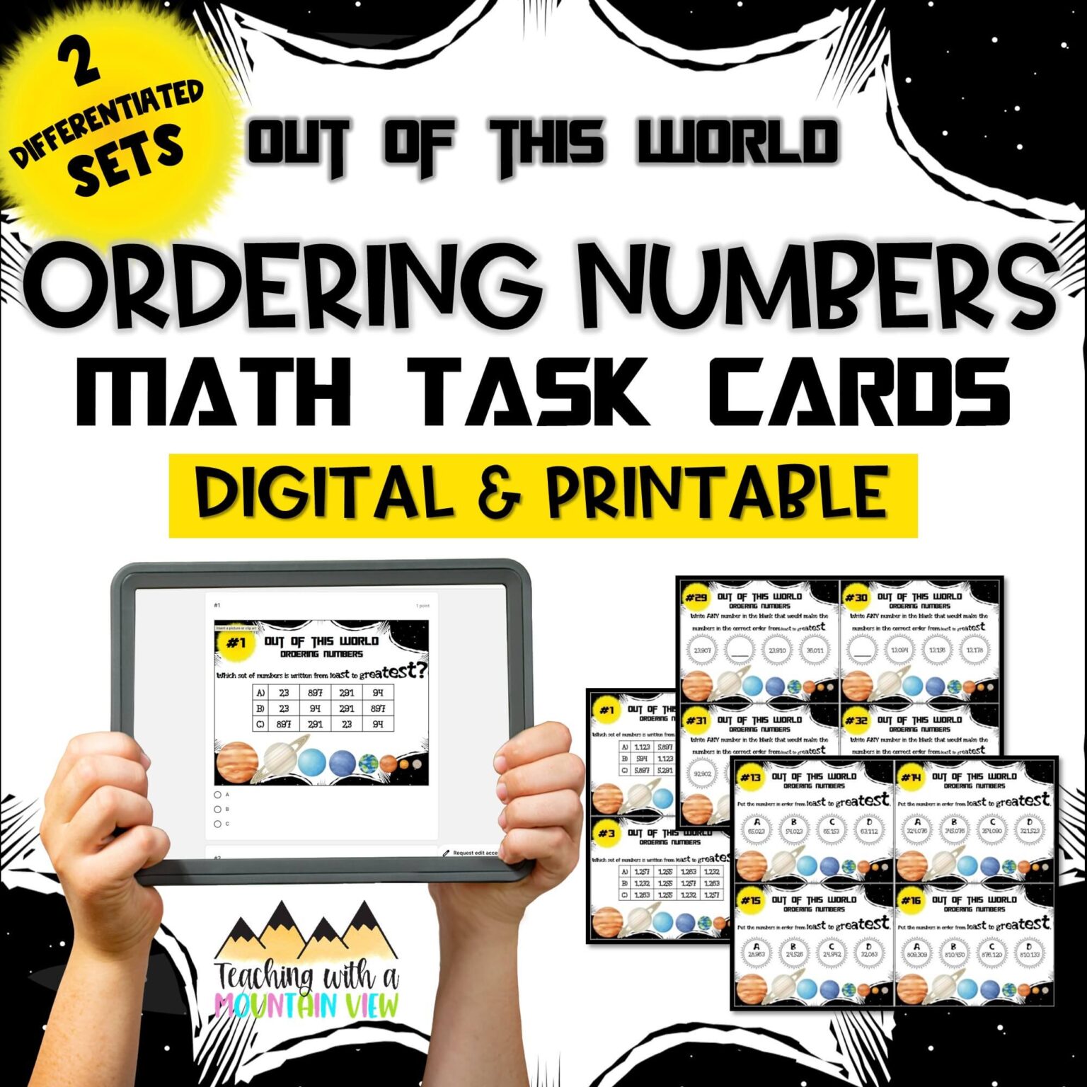 Ordering Numbers Place Value Task Cards - Teaching with a Mountain View