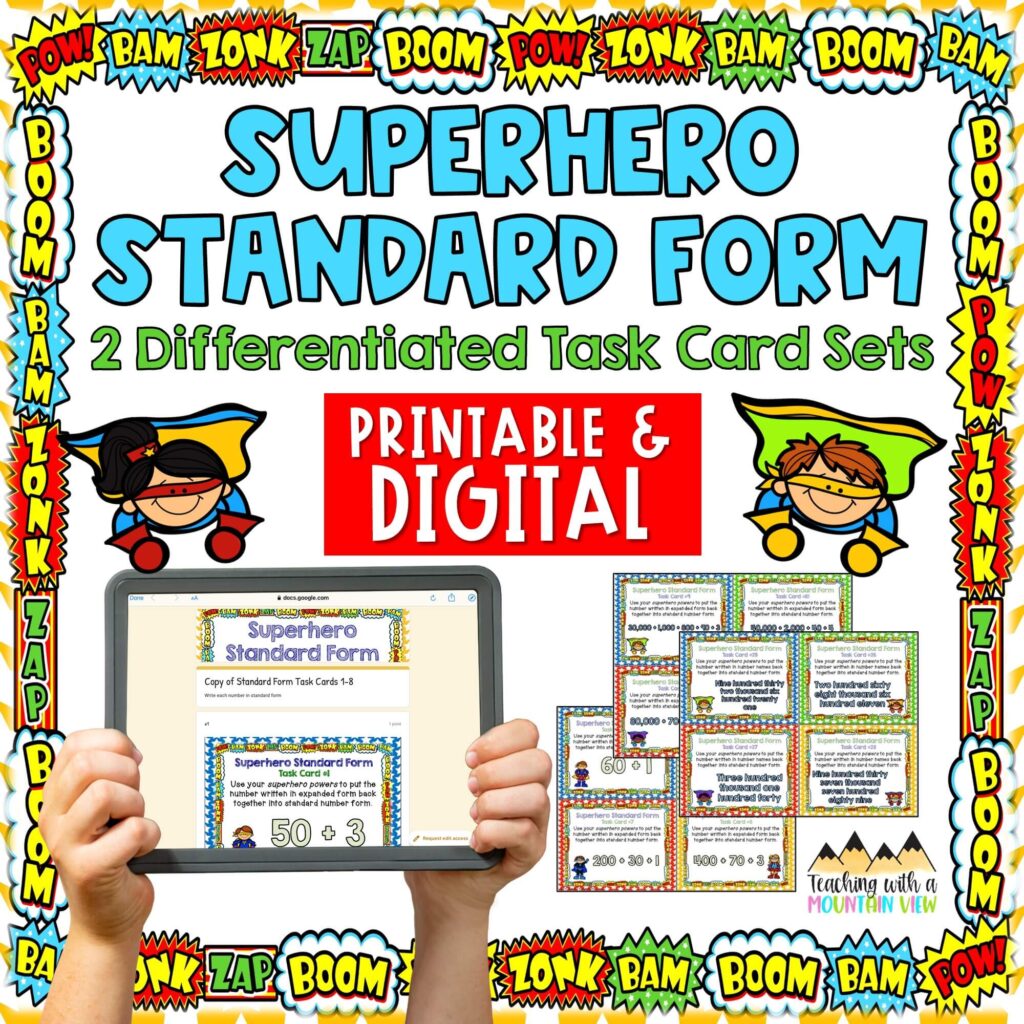 Standard Number Form Task Cards - Teaching with a Mountain View
