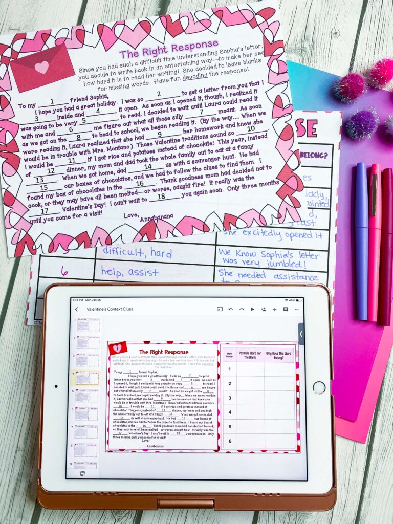 Valentine's Day Context Clues Activities - Teaching with a Mountain View
