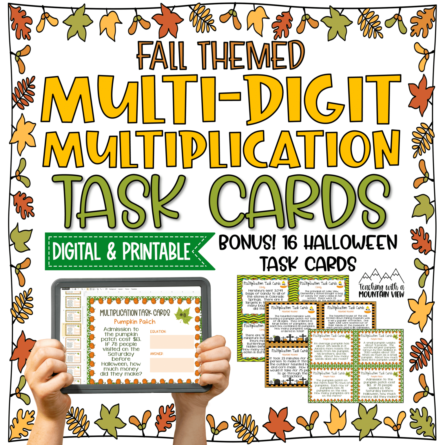 Thanksgiving Multi-Digit Multiplication Task Cards - Teaching with a ...