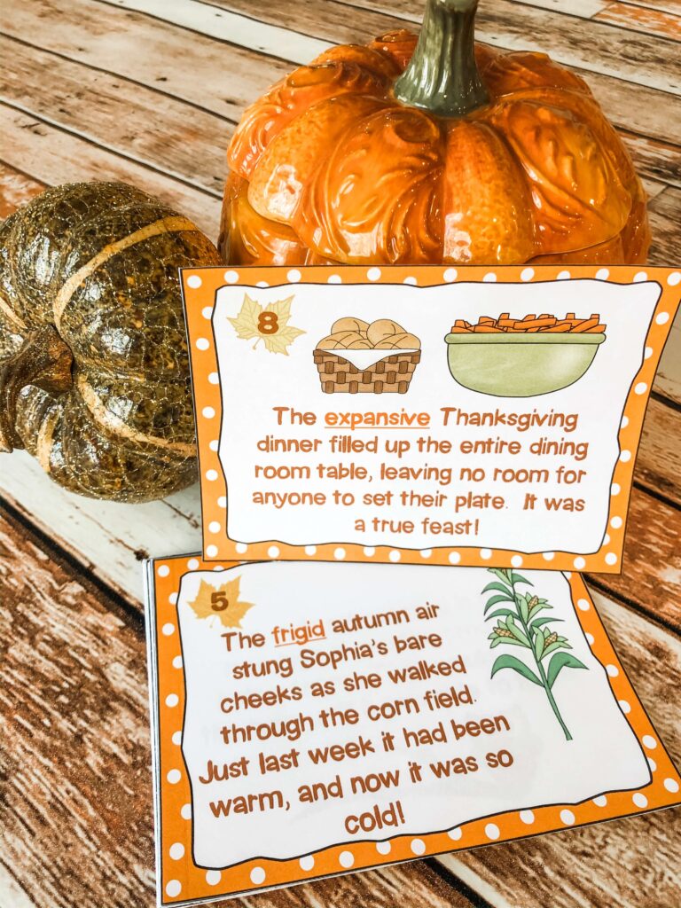 Fall Context Clues Task Card - Teaching with a Mountain View