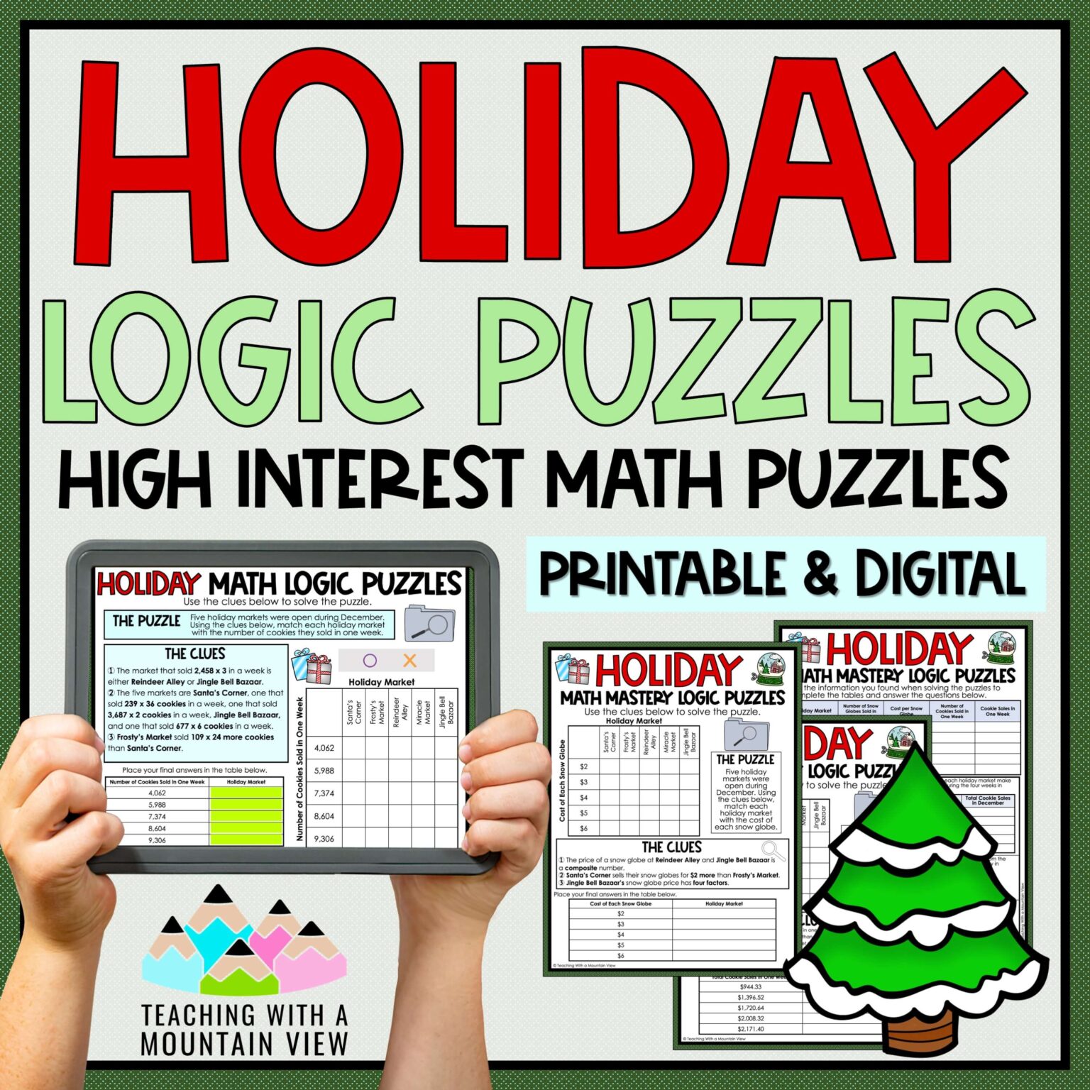Winter Holiday Math Logic Puzzles Activities for Critical Thinking ...
