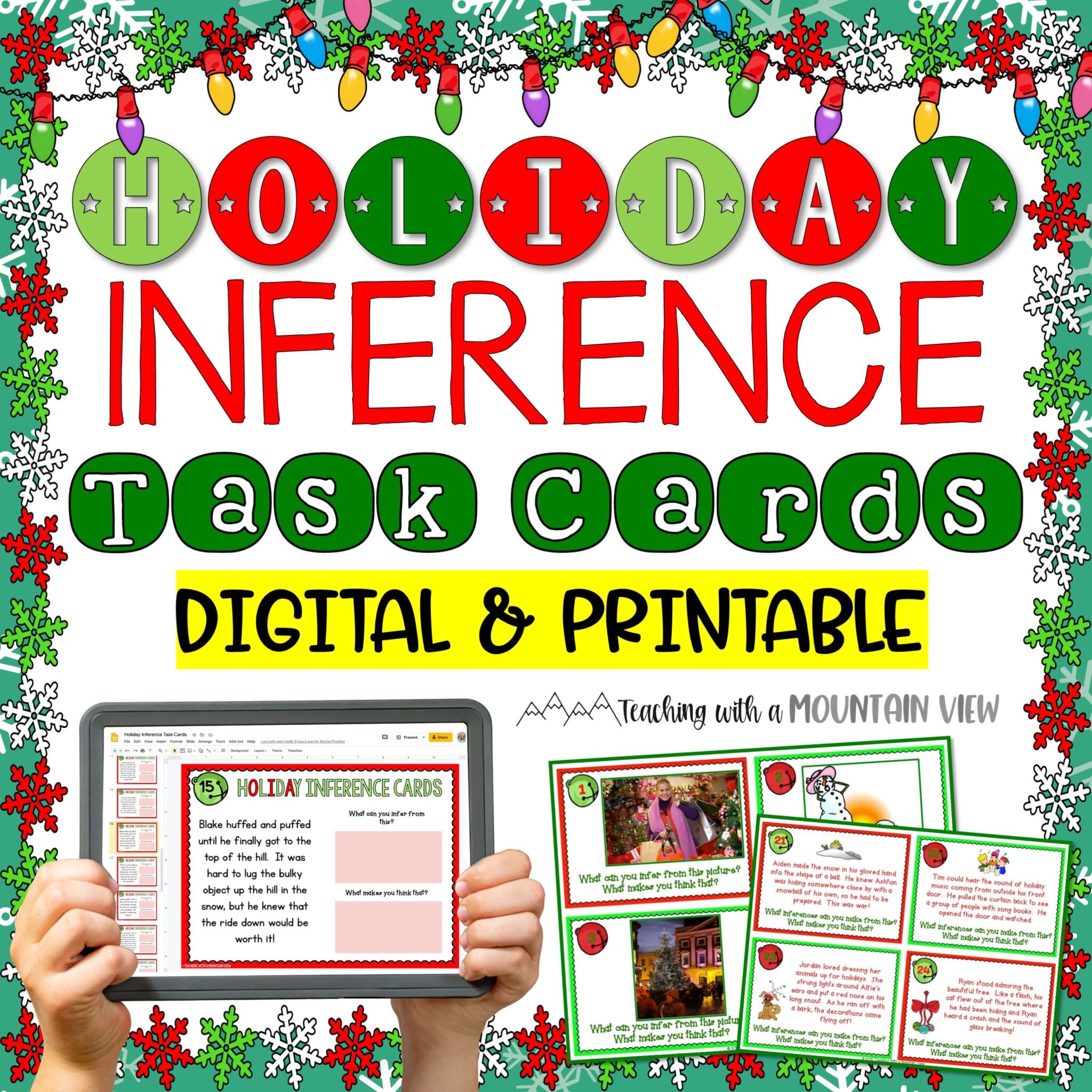Holiday Inference Task Cards - Teaching with a Mountain View