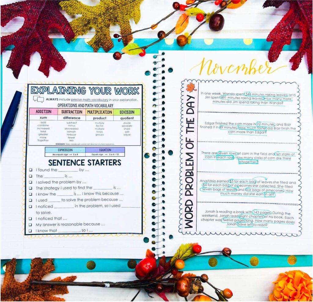 Math Word Problem of the Day | 5th Grade November - Teaching with a ...