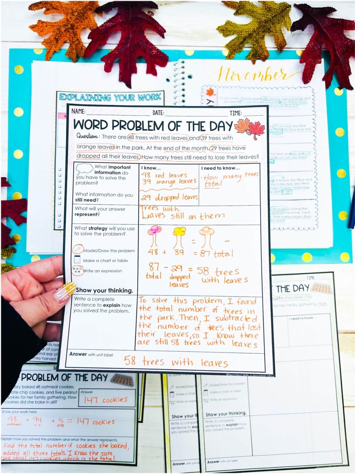 Math Word Problem of the Day | 3rd Grade NOVEMBER | Thanksgiving ...