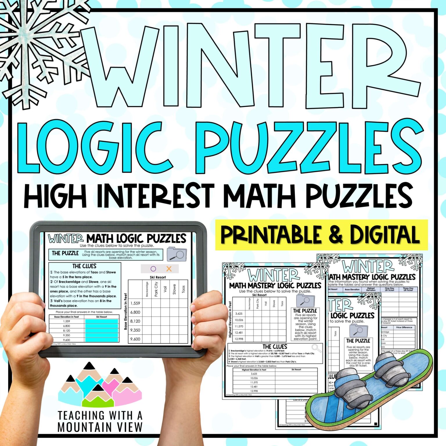Winter Math Logic Puzzles Activities for Critical Thinking | Enrichment ...