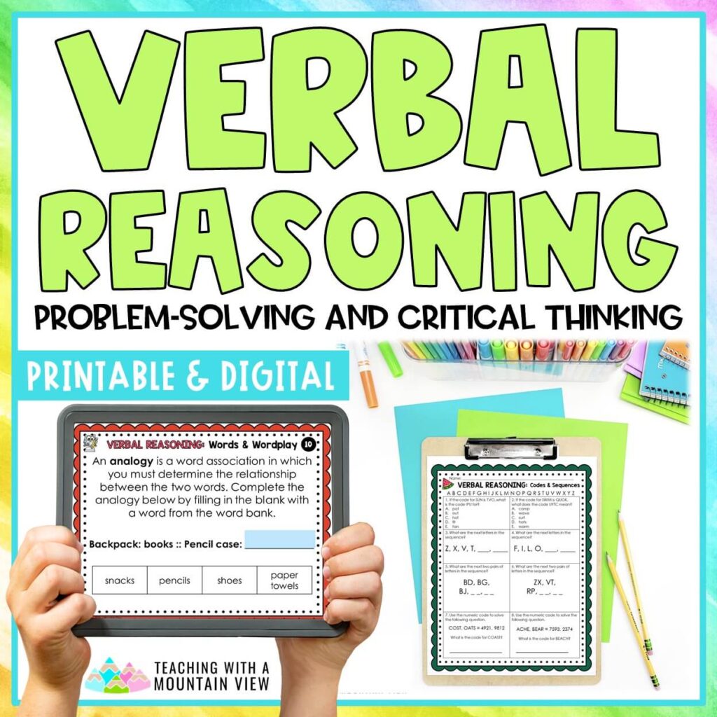 Verbal Reasoning Activities | Critical Thinking and Problem Solving ...