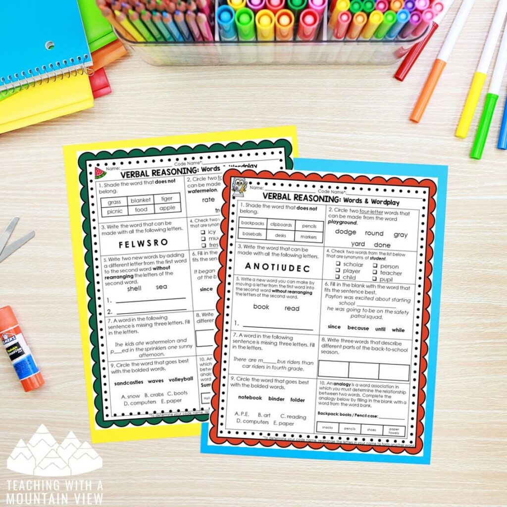 Verbal Reasoning Activities | Critical Thinking and Problem Solving ...