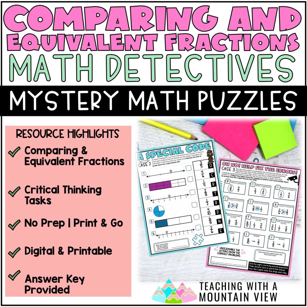 Comparing and Equivalent Fractions Math Detectives Mystery | Critical ...