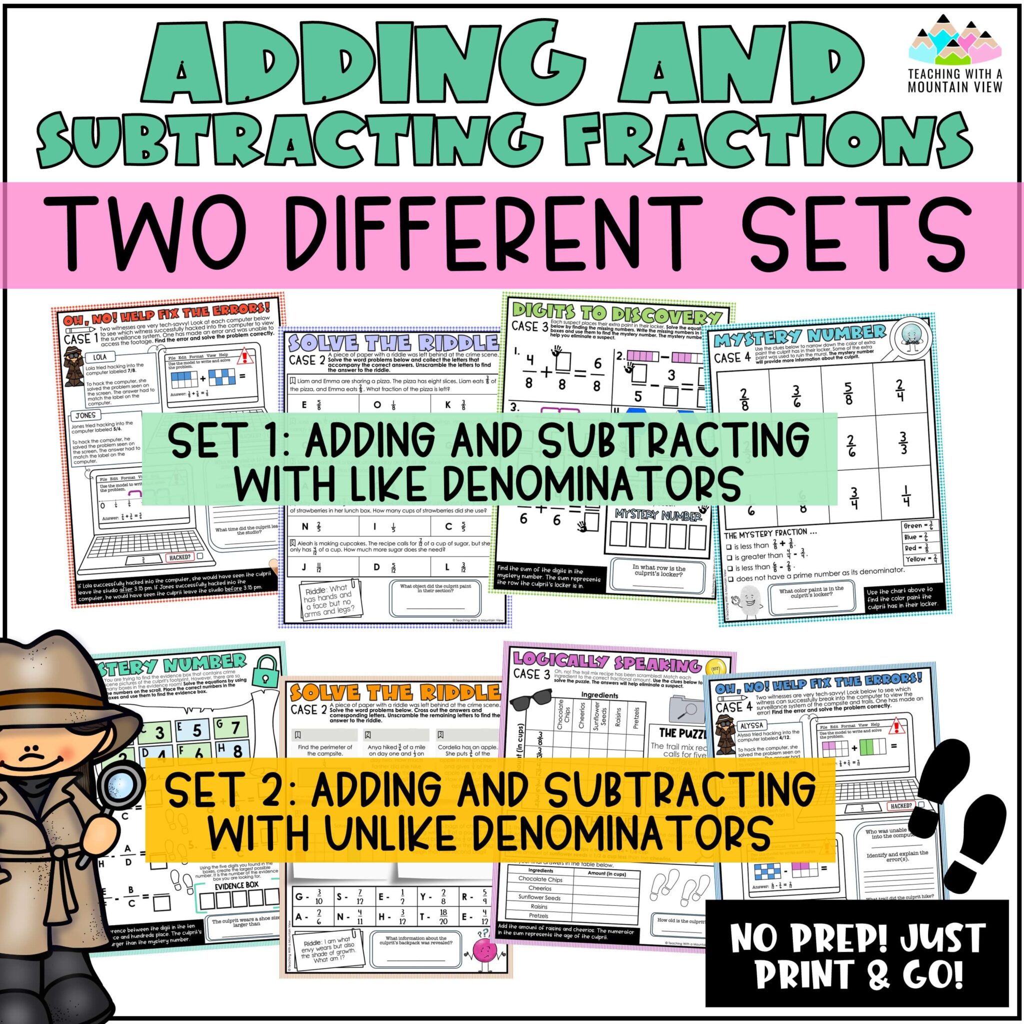 Adding and Subtracting Fractions Math Detectives Mystery | Critical ...