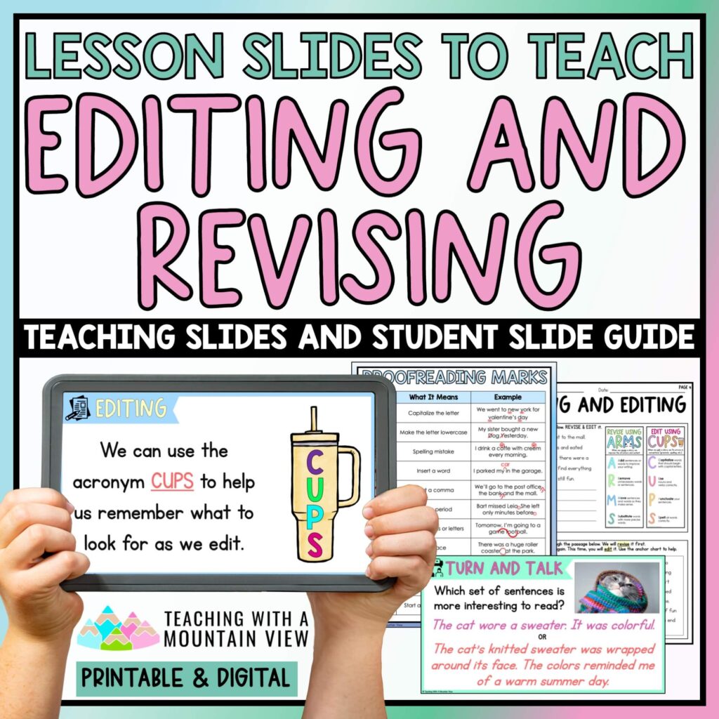 Editing and Revising Lesson Slides and Anchor Charts | ARMS & CUPS ...