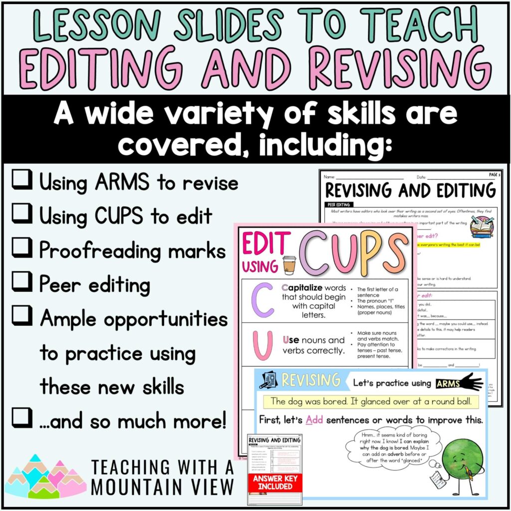 Editing and Revising Lesson Slides and Anchor Charts | ARMS & CUPS ...