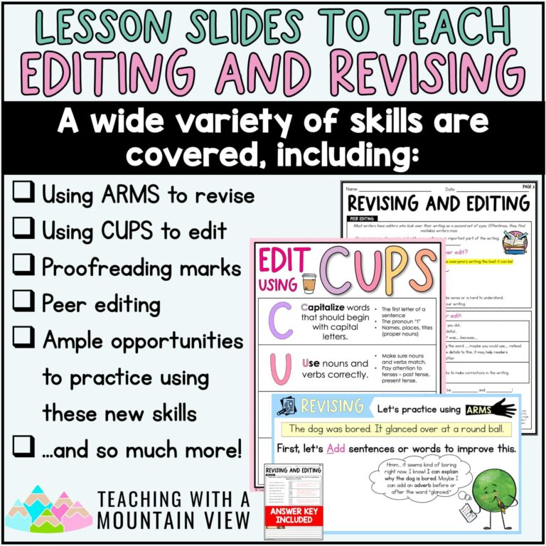 Editing and Revising Lesson Slides and Anchor Charts | ARMS & CUPS ...