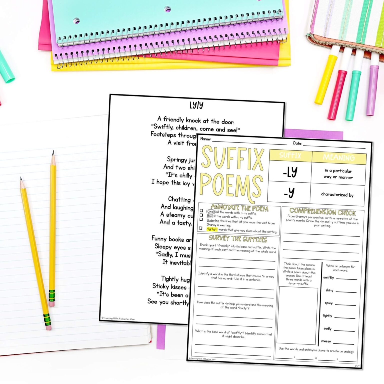 Suffix Poems for Fluency and Reading Skills - Teaching with a Mountain View
