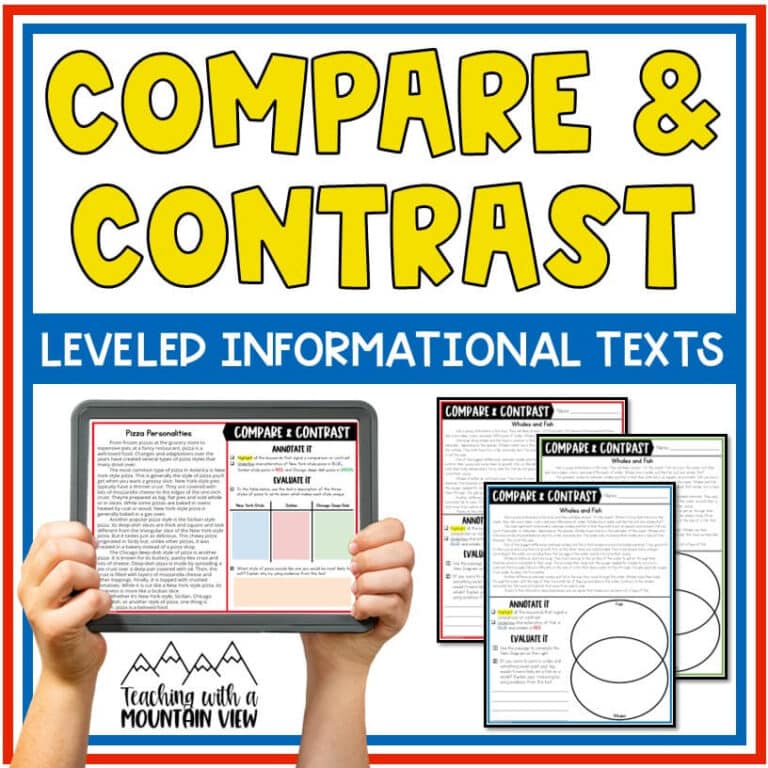 Compare and Contrast Leveled Passages | Reading Comprehension ...