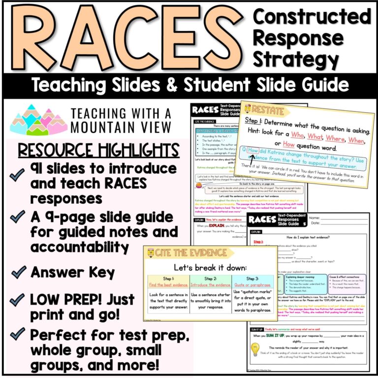 RACES Constructed Response Lesson | Slideshow & Lessons | Text ...