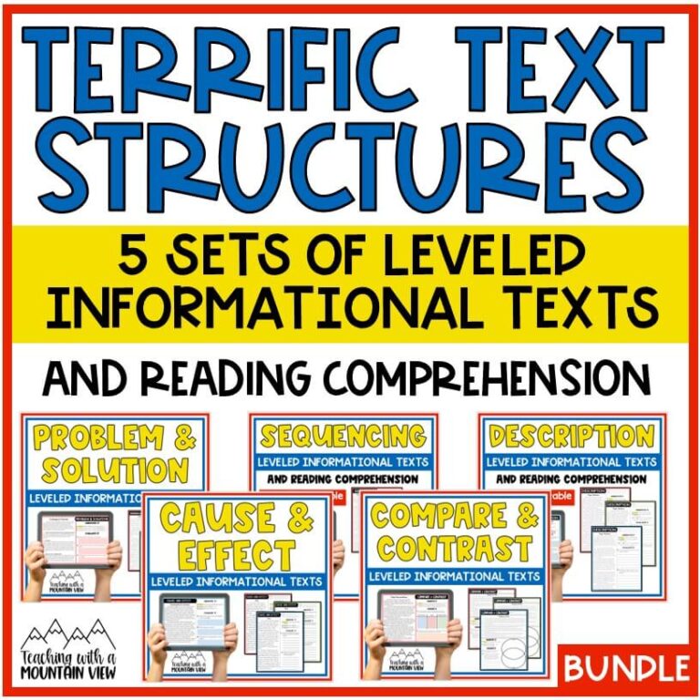 Text Structures Leveled Passages | Reading Comprehension - Teaching ...