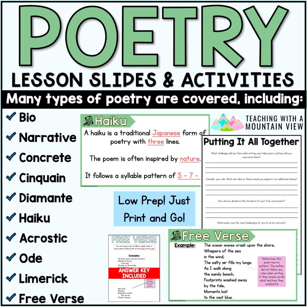 Types of Poetry Lessons and Slides - Teaching with a Mountain View