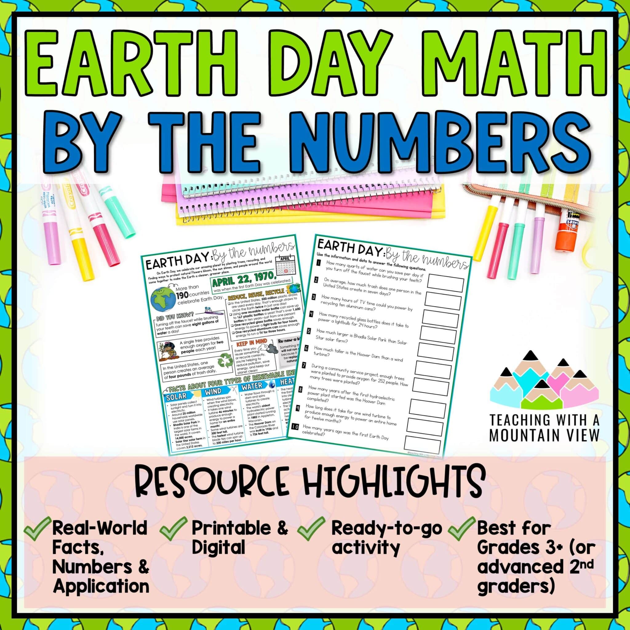 Earth Day Math By the Numbers | Math Enrichment Activity - Teaching ...