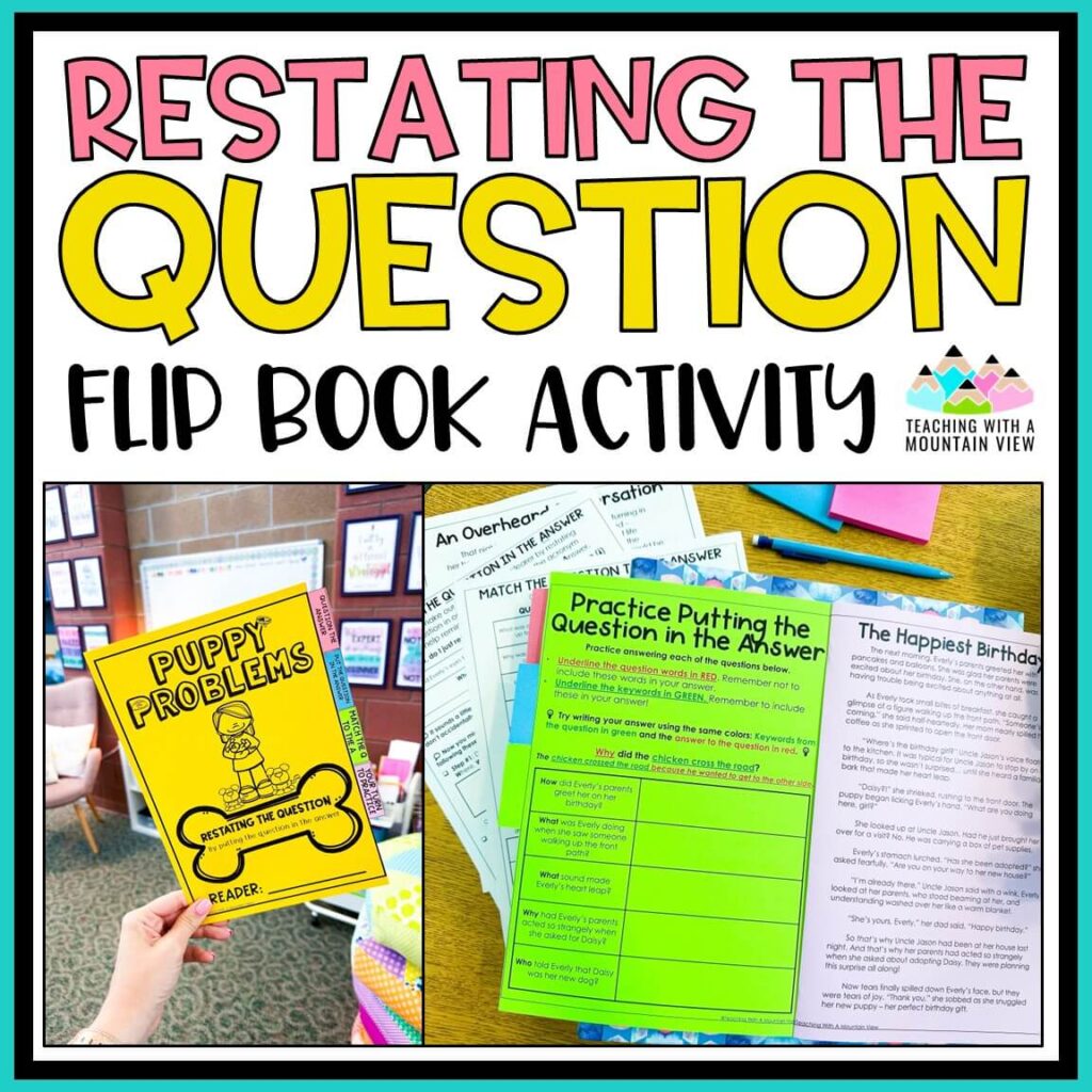 Restating the Question Lesson | Comprehension Flip Book Activity ...