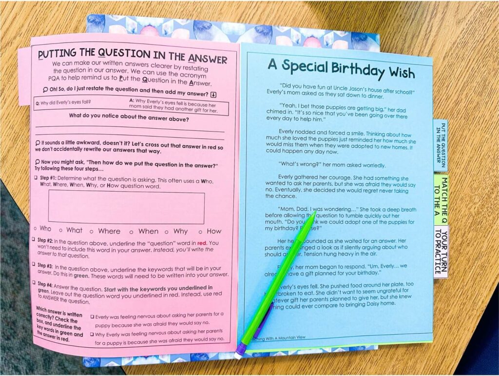 Restating the Question Lesson | Comprehension Flip Book Activity ...